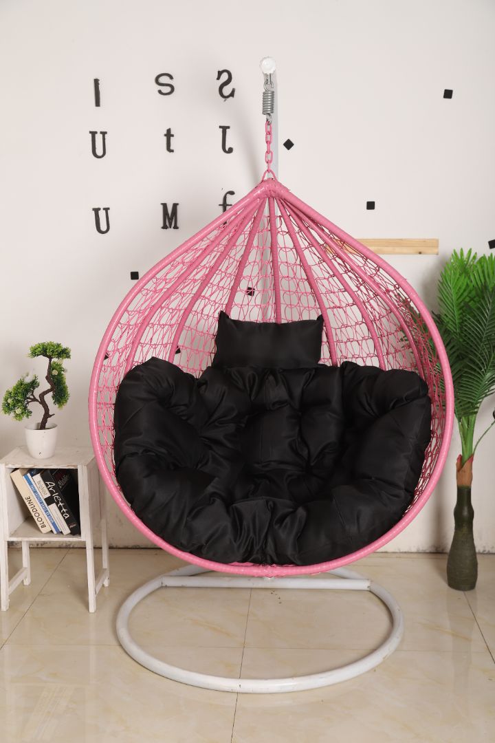 Hanging Egg Chair - Pink Basket & Black Cushion – Egg Chairs Australia